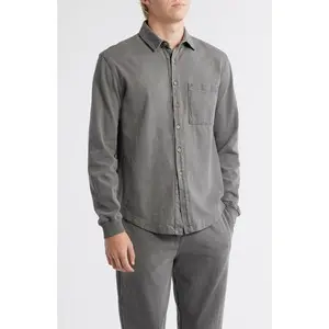 ALEX CRANE Caza Rib Organic Cotton Knit Button-up Shirt - Slate