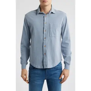 ALEX CRANE Caza Rib Organic Cotton Knit Button-up Shirt - Wave