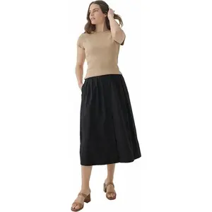 PACT Organic Cotton Lightweight Button Skirt - Black