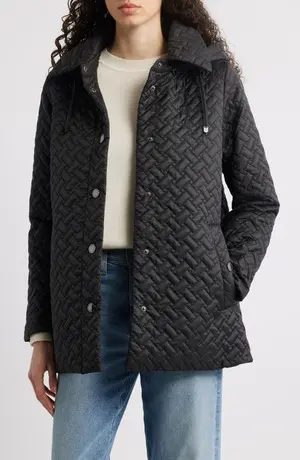 London Fog Water Resistant Quilted Jacket - Black