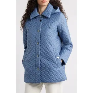 London Fog Water Resistant Quilted Jacket - Blue