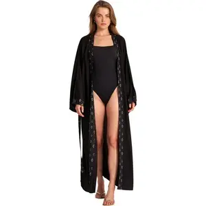 GOTTEX Diamond Midi Swim Cover Up Robe - Black