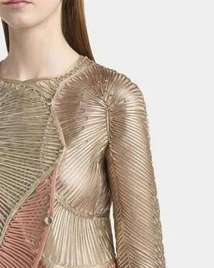 Giorgio Armani Metallic Soutache Leather Jacket - Multi