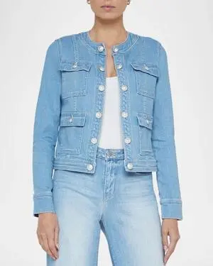 L & APOS;AGENCE L'agence Yari Collarless Denim Jacket - Euclid