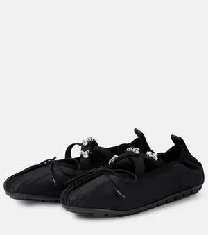 Simone Rocha Embellished Satin Ballet Flats