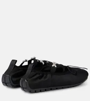 Simone Rocha Embellished Satin Ballet Flats - Black