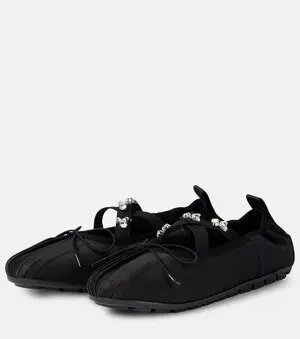 Simone Rocha Embellished Satin Ballet Flats - Black