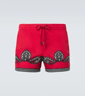 Dolce & Gabbana Printed Swim Trunks - Red