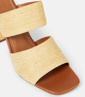 Staud Skylar Raffia And Leather Mules