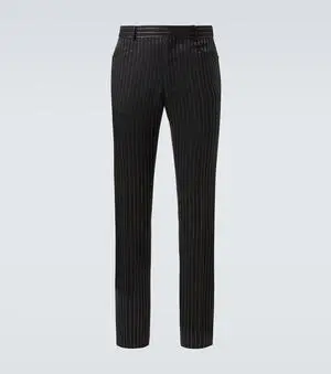 TOM FORD Dylan Striped Wool And Silk Suit Pants - Black