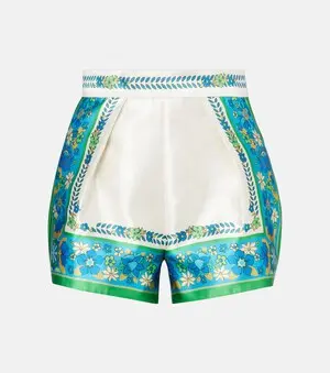 ALEMAIS Alémais Vivianna Printed High-rise Shorts - White