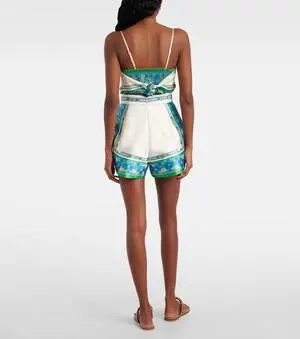 ALEMAIS Alémais Vivianna Printed High-rise Shorts - White