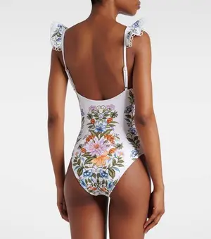 Farm Rio Sweet Bloom Ruffled Swimsuit