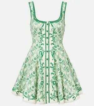 ALEMAIS Printed Linen And Cotton Minidress - Green