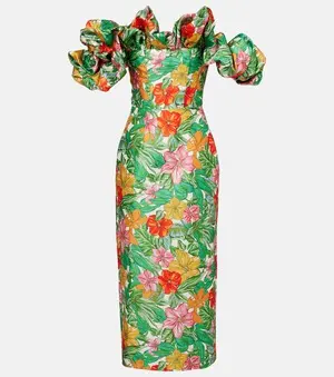 ALEMAIS Printed Off-shoulder Maxi Dress