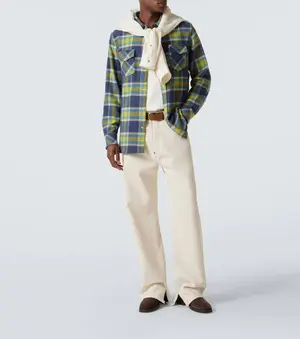 GOD'S TRUE CASHMERE Explorer Plaid Cashmere Shirt With Quartz - Blue