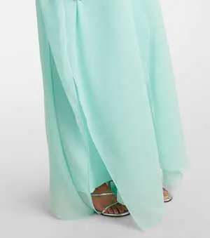 TALLER MARMO Penelope Feather-trimmed Silk Kaftan