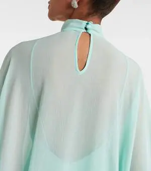 TALLER MARMO Penelope Feather-trimmed Silk Kaftan
