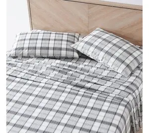 Eddie Bauer Chinook Plaid Ivory Queen Sheet Set