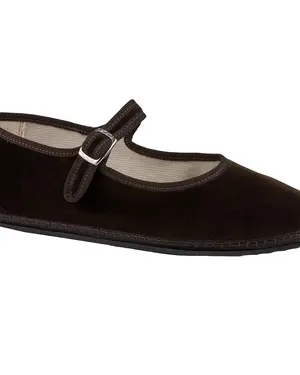 VIBI VENEZIA Mary Jane Velvet Flats - Brown