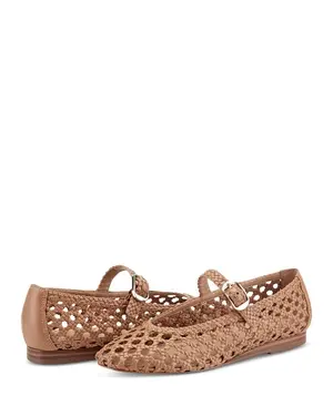 MARC FISHER LTD. Evonna Woven Mary Jane Flats - Medium Natural