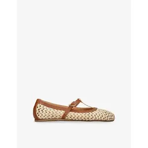 ANCIENT GREEK SANDALS Aerati Raffia And Leather Ballet Flats - Beige