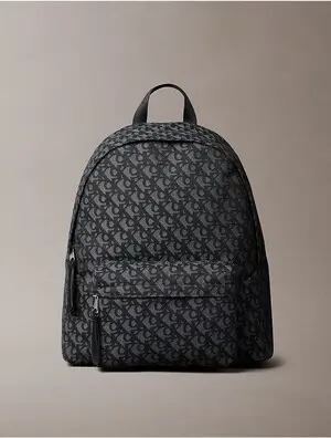 Calvin Klein Allover Monogram Logo Backpack - Black