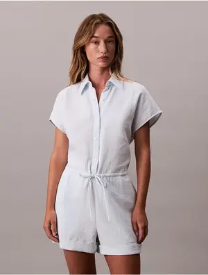 Calvin Klein Cotton Viscose Gauze Romper - Ice Melt