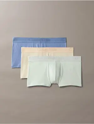 Calvin Klein 3-pack Low Rise Trunk - Oatmeal/sky Gray/blue Tulip