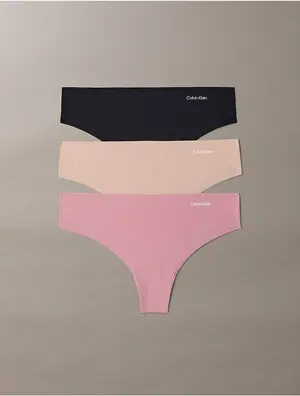 Calvin Klein Invisibles 3-pack Thong - Black/ Cedar/ Soft Mauve