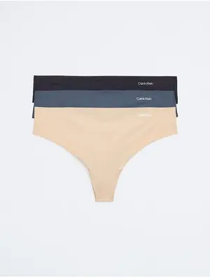 Calvin Klein Invisibles 3-pack Thong - Speakeasy / Caramel / Black