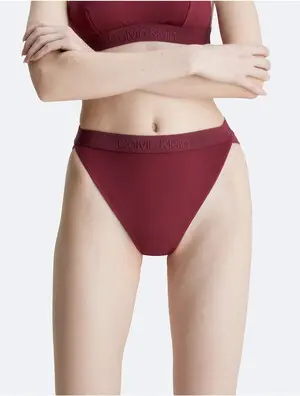 Calvin Klein Core Tonal High Waist Bikini Bottom - Deep Cranberry
