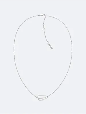 Calvin Klein Drop Pendant Link Necklace - Silver