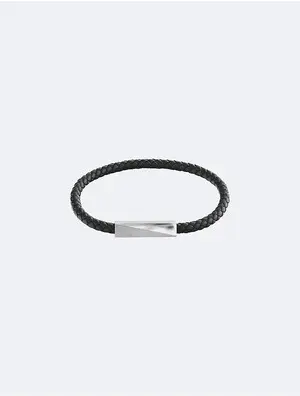 Calvin Klein Calvin Klein Beveled ID Leather Bracelet Black