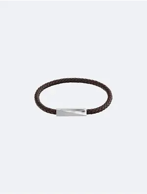 Calvin Klein Beveled Id Leather Bracelet - Chocolate