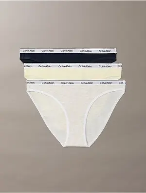 Calvin Klein Modern Logo 3-pack Bikini - Shoreline/ Snow Heather/ Pear Sorbet