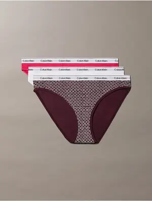 Calvin Klein Modern Logo 3-pack Bikini - Stencil / Dark Berry