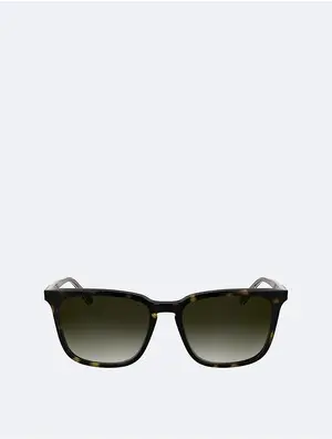 Calvin Klein Slim Modified Rectangle Sunglasses - Dark Havana
