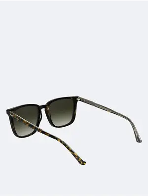 Calvin Klein Slim Modified Rectangle Sunglasses - Dark Havana