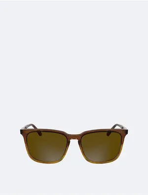 Calvin Klein Slim Modified Rectangle Sunglasses Striped Brown