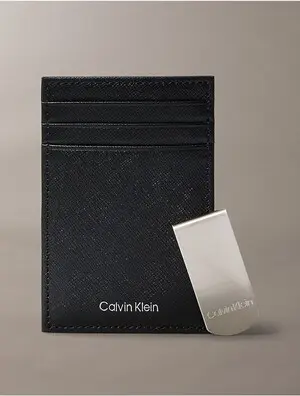 Calvin Klein Refined Saffiano Card Case + Money Clip - Black