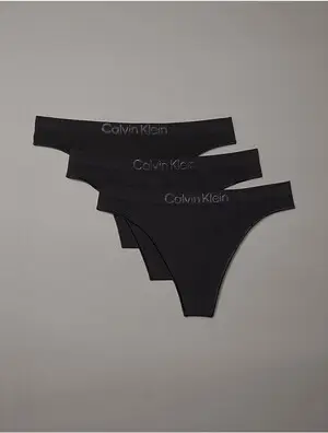 Calvin Klein Bonded Flex 3-pack Mid Rise Thong - Black
