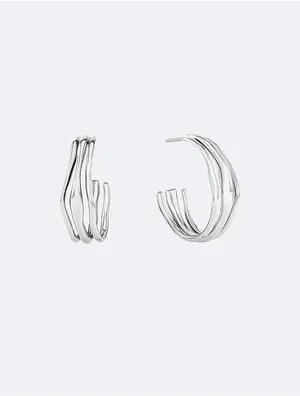 Calvin Klein Sculptural Hoop Earrings - Silver / Stainless Steel / Rose Gold