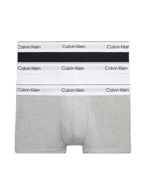 Calvin Klein Icon Cotton Stretch 3-pack Low Rise Trunk - Grey Heather / Black / White