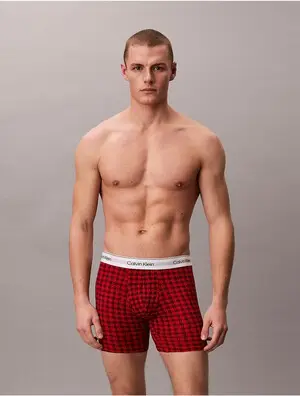 Calvin Klein Icon Cotton Stretch Limited Edition Boxer Brief - Blotched Plaid Adrenaline Rush