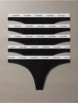 Calvin Klein Icon Logo 5-pack Thong - Black X5 W/ Classic White Wb