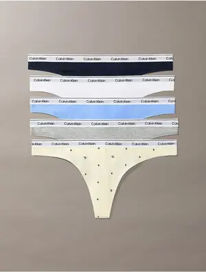 Calvin Klein Icon Logo 5-pack Thong - Shoreline Blue Multi