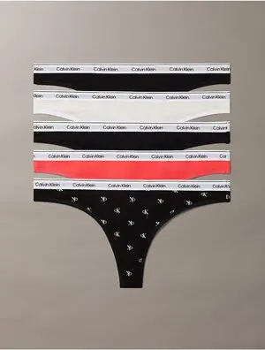 Calvin Klein Icon Logo 5-pack Thong - Snow Heather Multi