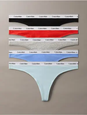 Calvin Klein Icon Logo 5-pack Thong Subtle Blue