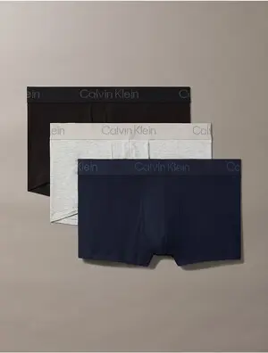 Calvin Klein Ultra Soft Modal 3-pack Trunk - Grey Heather / Black / Shoreline